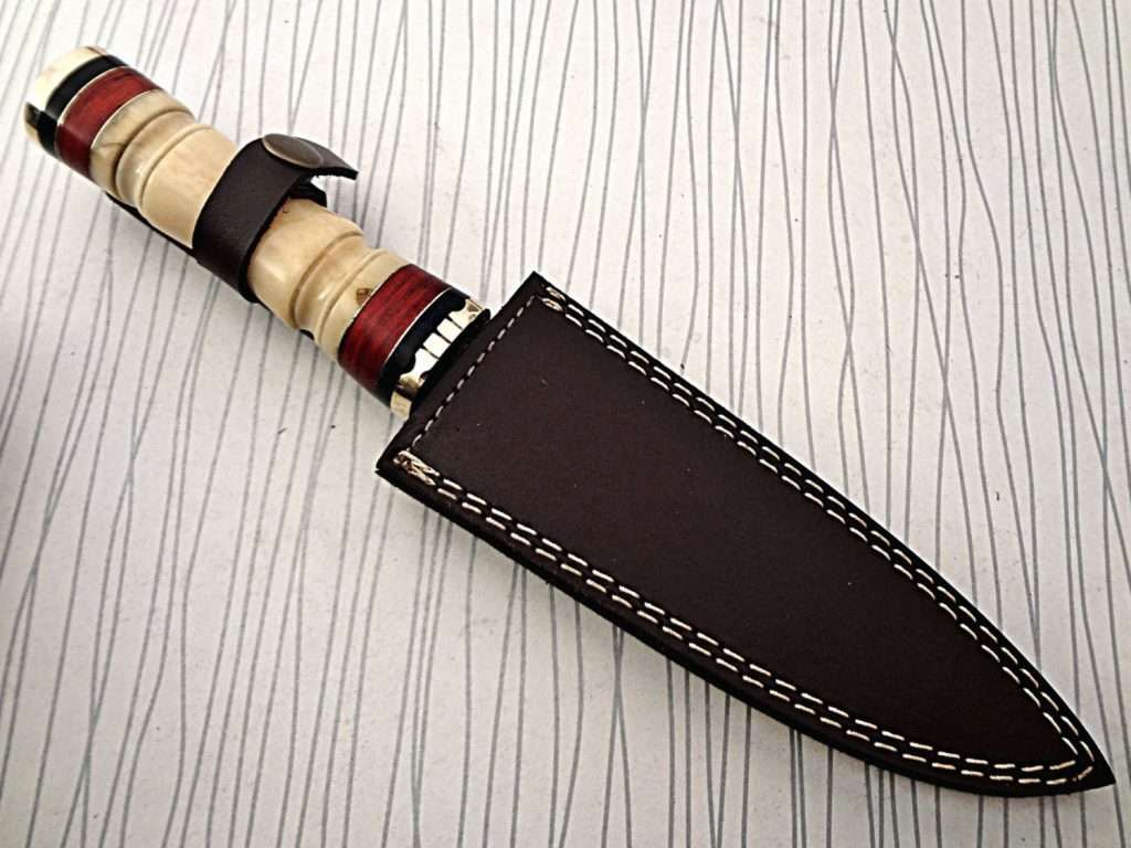 11" Long Damascus steel hunting Knife hand forged fire pattern ...