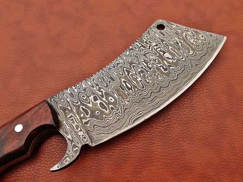 10" hand forged Damascus steel meat Cleaver, Walnut wood scale chopper ...