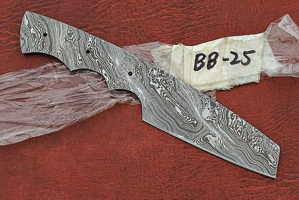 7.5" long hand forged Damascus steel sheeps foot blank blade, 3.5 ...