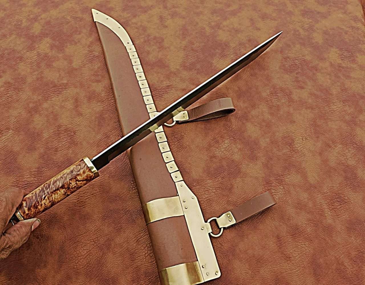 21 inches Long Chokuto Sword, 17" Long Polished Carbon Steel Blade, Kow ...